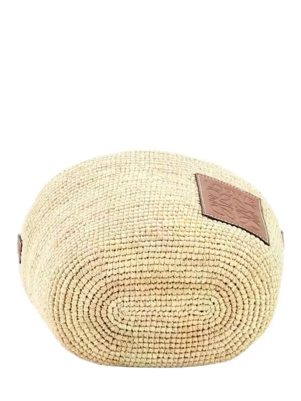 Loewe Woven Raffia And Leather Anagram Jacquard Bucket Bag - Brown