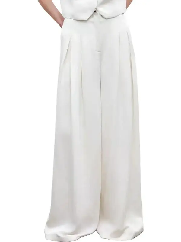 TWP Pleated Wide-leg Trousers - White