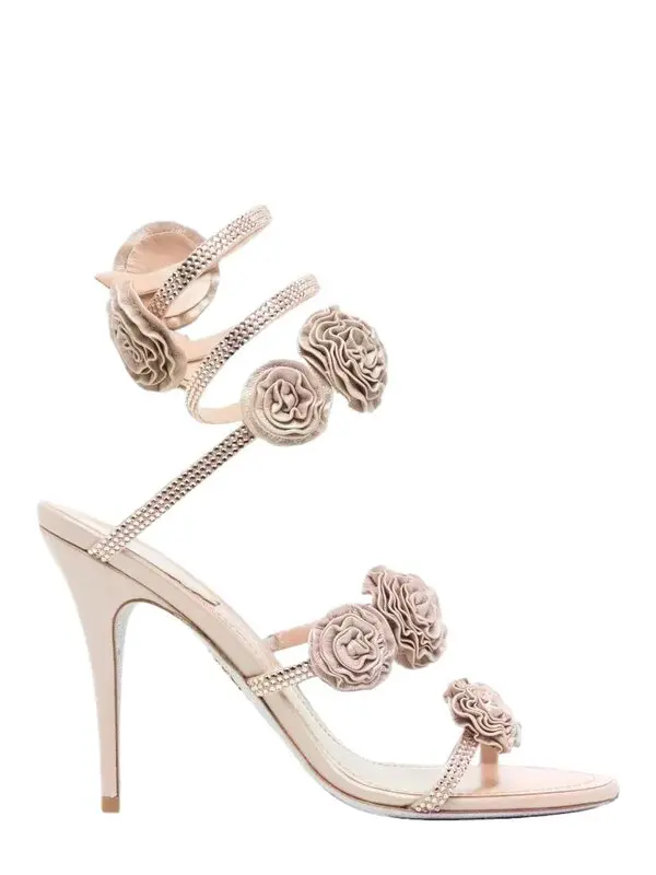 Rene Caovilla Rosalia Floral Applique Sandals - Neutrals