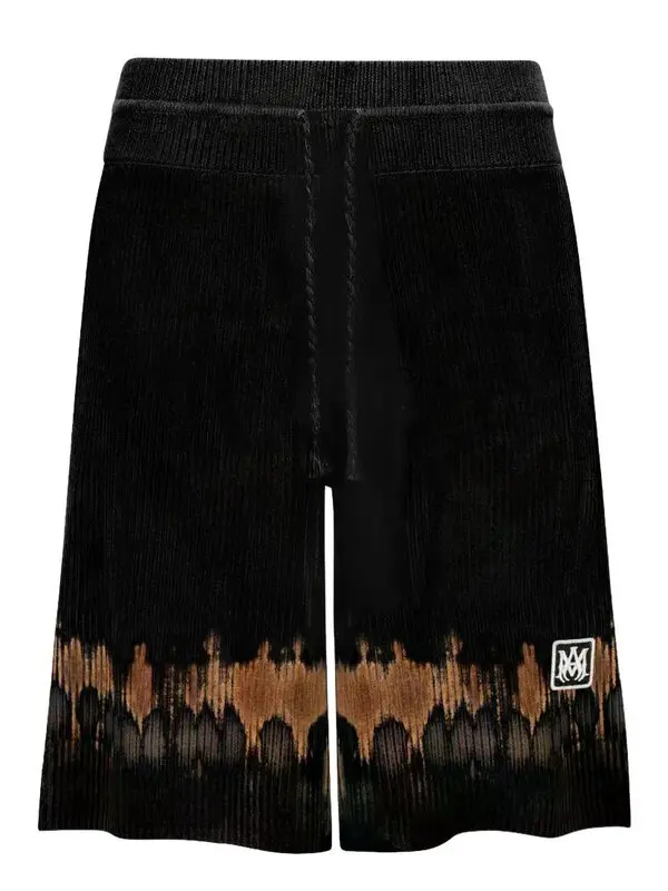 Amiri Tie-dye Knit Shorts With Ma Icon Appliqu - Black