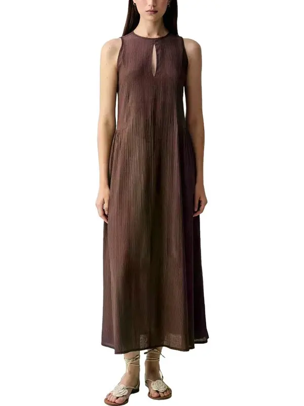 VICOLO Sleeveless Keyhole Midi Dress - Brown