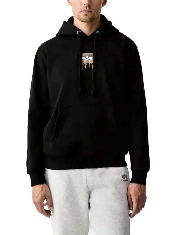 Alpha Industries Logo Print Drawstring Hoodie - Black