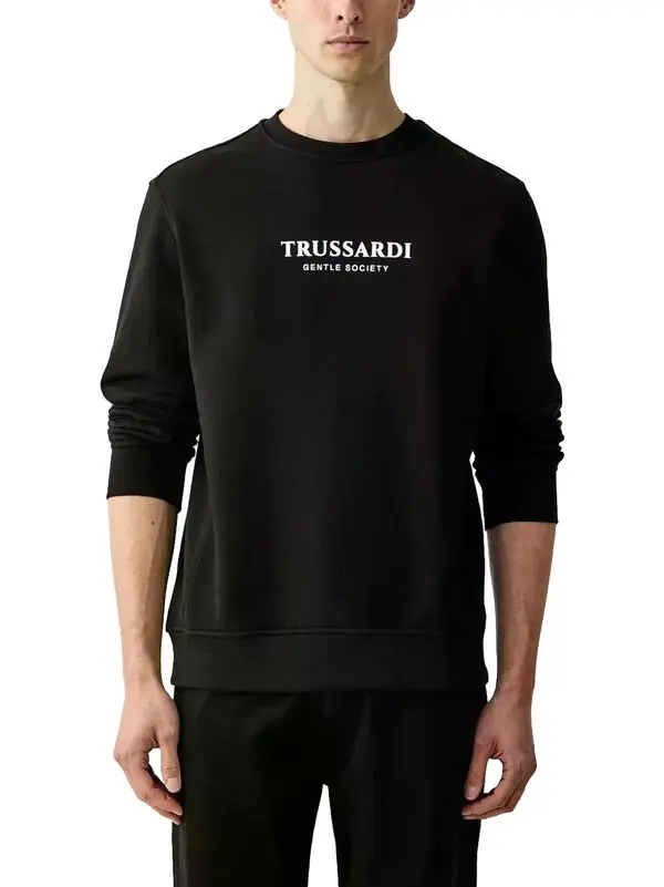 TRUSSARDI Logo Print Crew Neck Sweater - Black