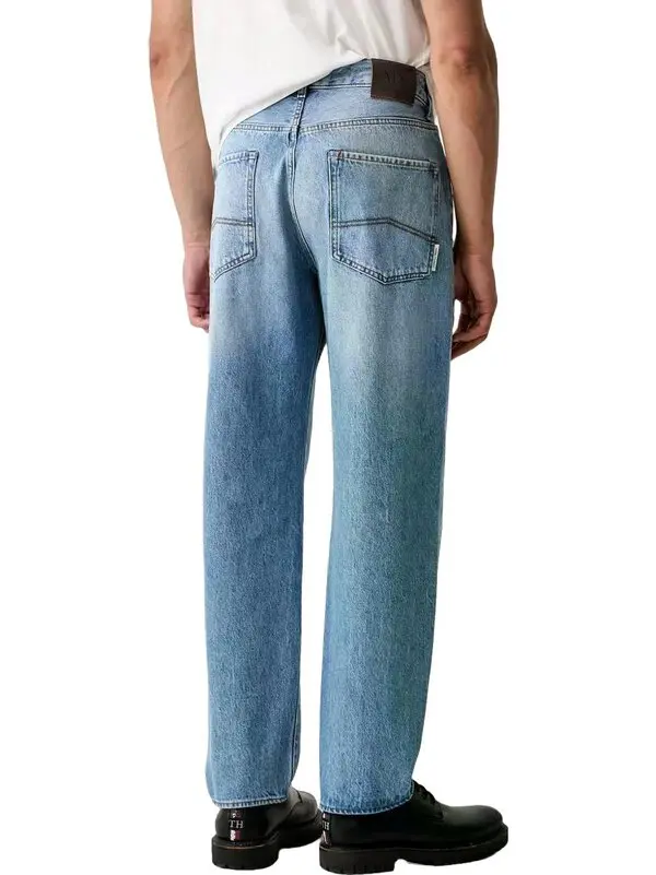 Armani Exchange Faded Straight-leg Jeans - Blue