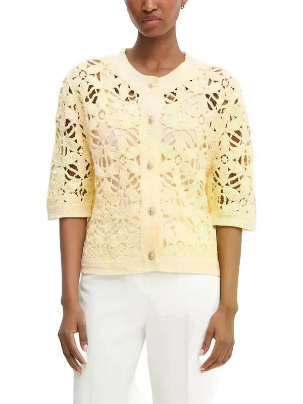MORGAN Crochet-knit Cardigan - Yellow