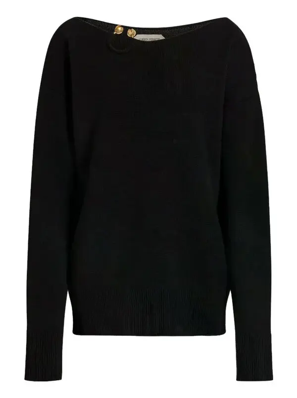Alberta Ferretti Button-embellished Boat-neck Sweater - Black