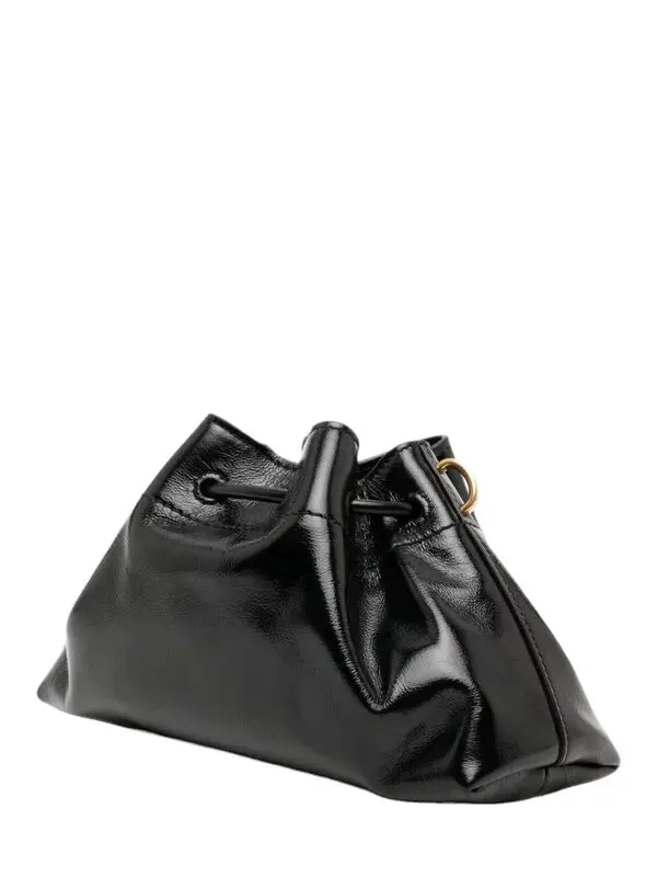 JIMMY CHOO Patent Drawstring Bucket Bag - Black