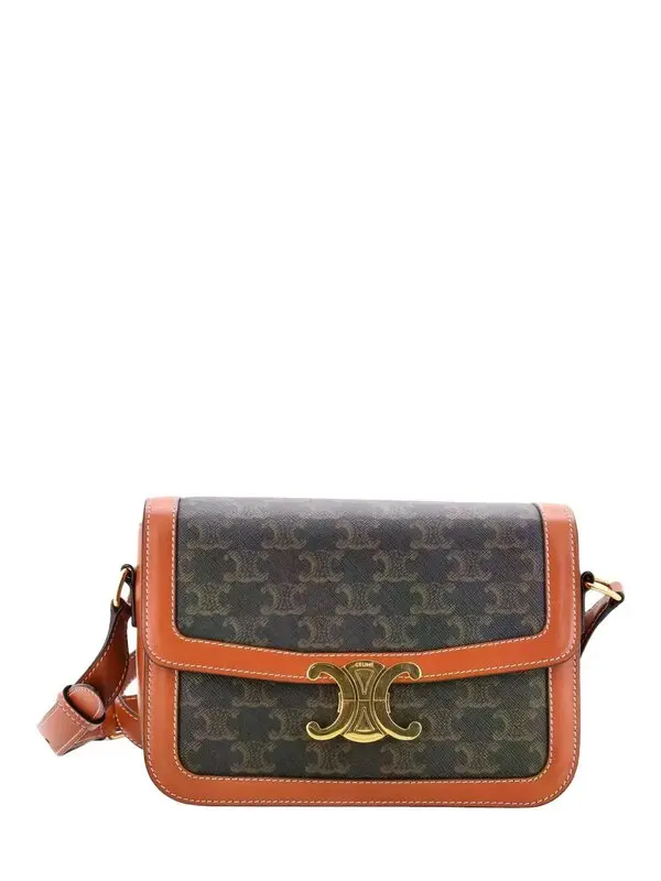 Celine Triomphe Coated Canvas Medium Shoulder Bag - Brown