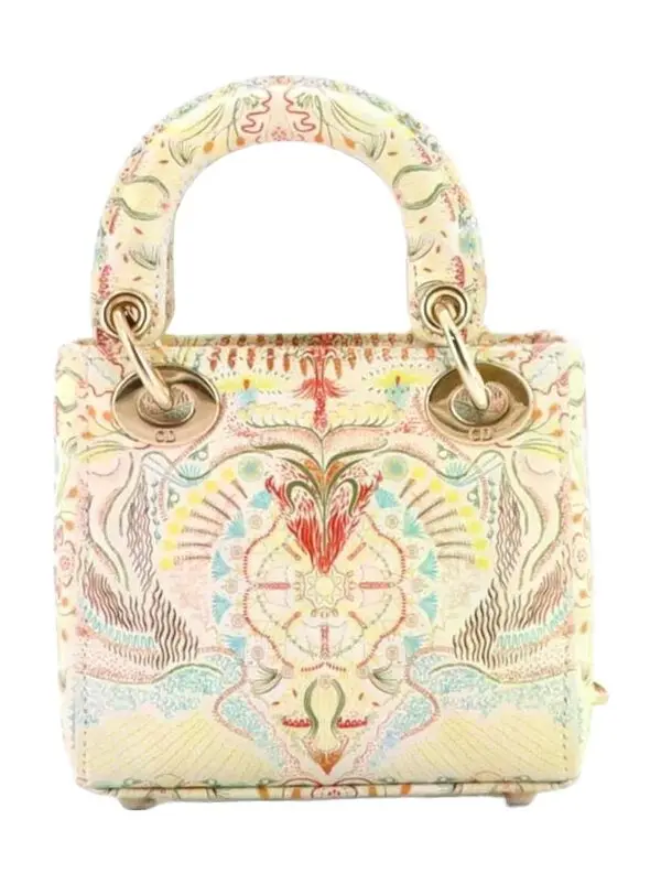 Dior Lady Embroidered Calfskin Mini Satchel - Multicolour