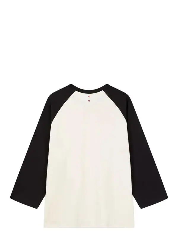 STUDIO TOMBOY Raglan Sleeve T-shirt With Eyelet Detail - Neutrals