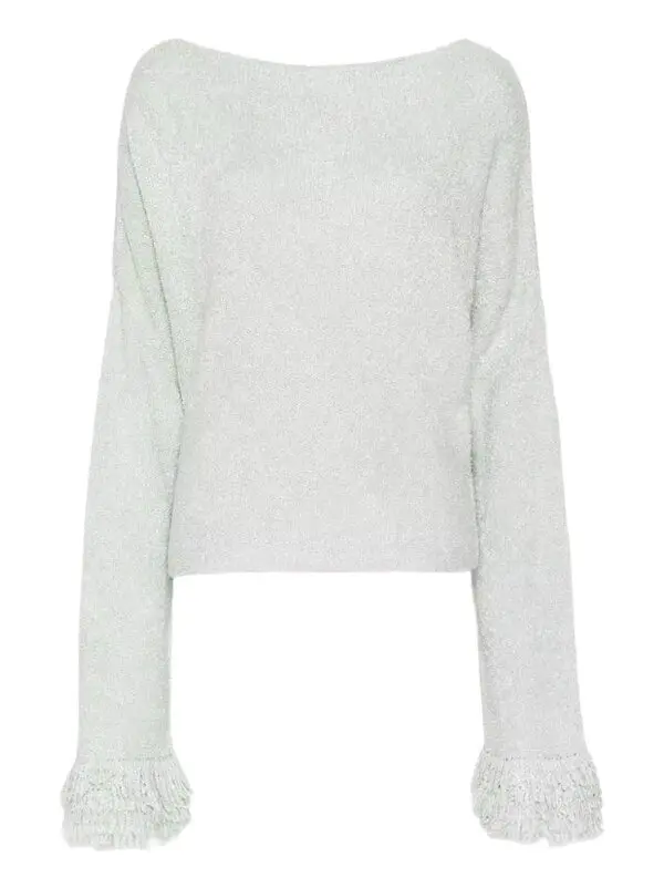 AYA MUSE Off-the-shoulder Bouclé Sweater - Green