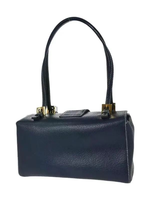 Fendi Grained Leather Baguette Shoulder Bag - Blue