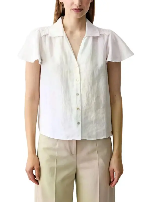 PEDRO DEL HIERRO Shirred Flutter-sleeve Shirt - White