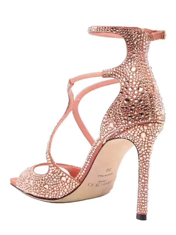 JIMMY CHOO Azia 95 Crystal Embellished Sandals - Pink