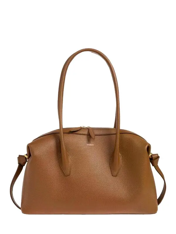 Yuzefi Hazel Brioche Duffle Leather Tote Bag - Brown
