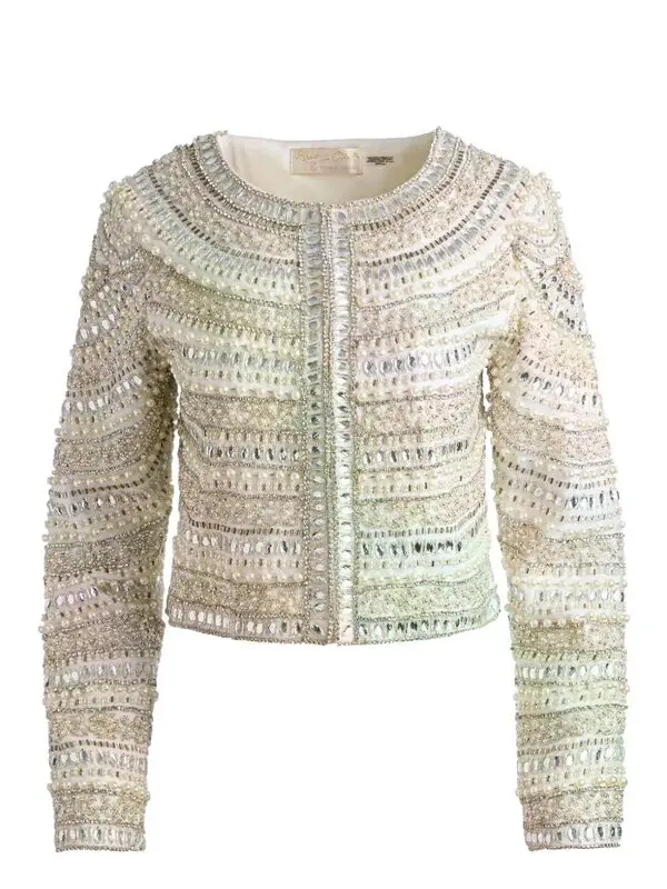 Alice + Olivia Embellished Cropped Jacket - Neutrals