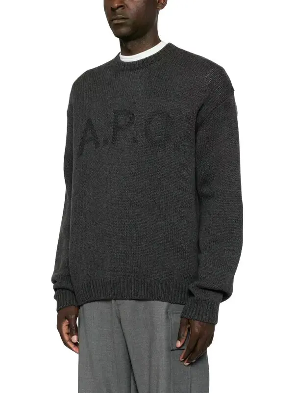 A.p.c. Logo Intarsia Crewneck Sweater - Grey