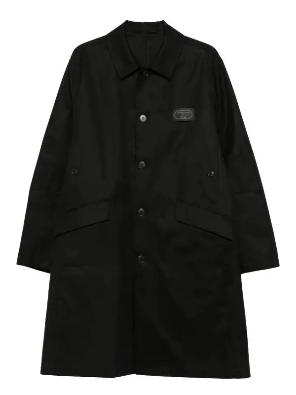 Undercover Single-breasted Coat With Graphic Patches - Black