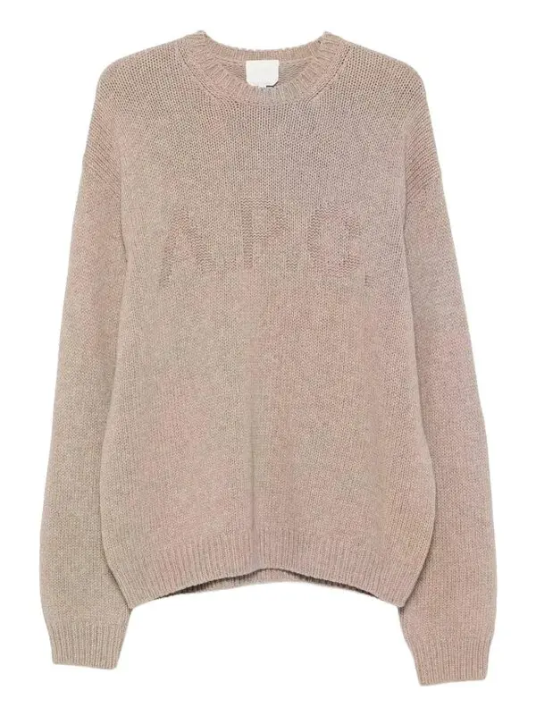 A.p.c. Logo-knit Crew-neck Sweater - Neutrals
