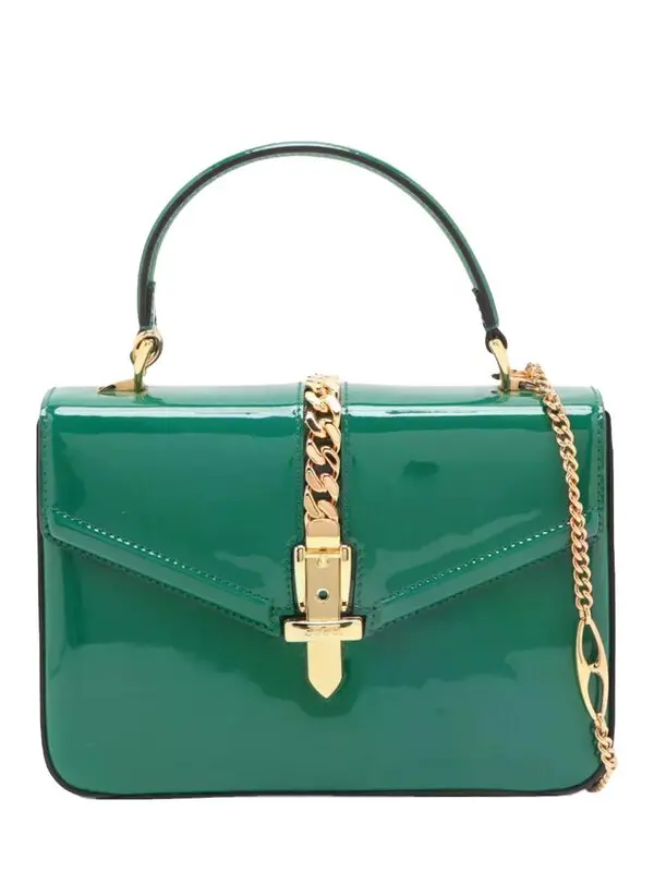 Gucci Sylvie 1969 Mini Patent Top Handle Bag - Green