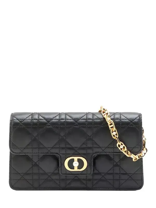 Dior Lambskin Cannage Jolie Chain Crossbody Bag - Black