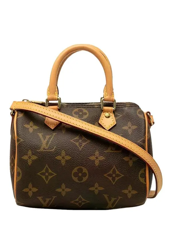 LOUIS VUITTON Monogram Nano Speedy Bandouliere Satchel - Brown