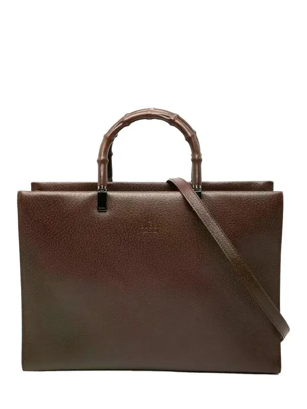 Gucci Calfskin Bamboo Satchel - Brown