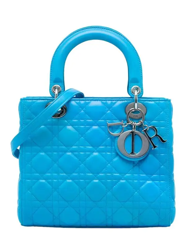 Dior Lambskin Cannage Lady Satchel - Blue
