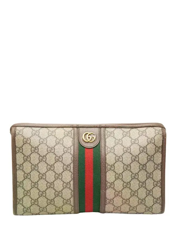 Gucci Ophidia Gg Supreme Web Clutch Bag - Neutrals