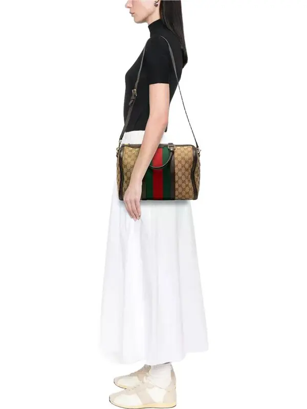 Gucci Medium Gg Canvas Web Joy Boston Bag Satchel - Neutrals