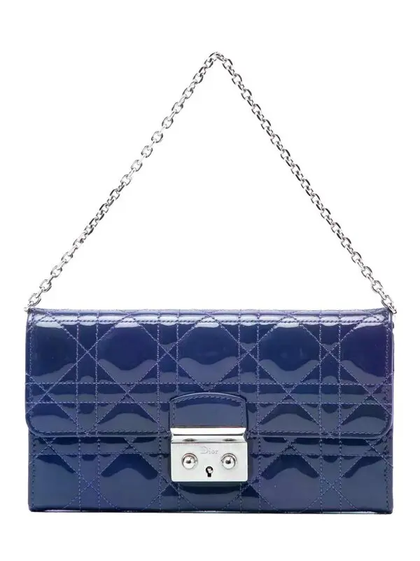 Dior Patent Cannage Miss Wallet On Chain Handbag - Blue