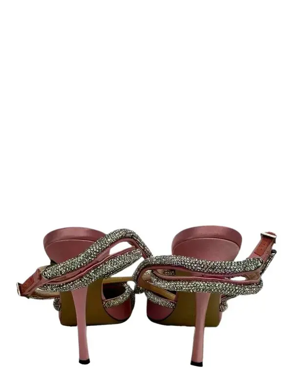 Mach & Mach Embellished Bow Ankle Strap Pumps - Pink