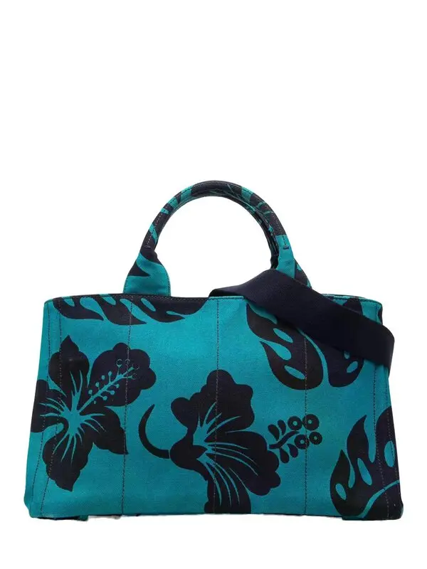 Prada Canvas Hawaii Tote Satchel - Blue