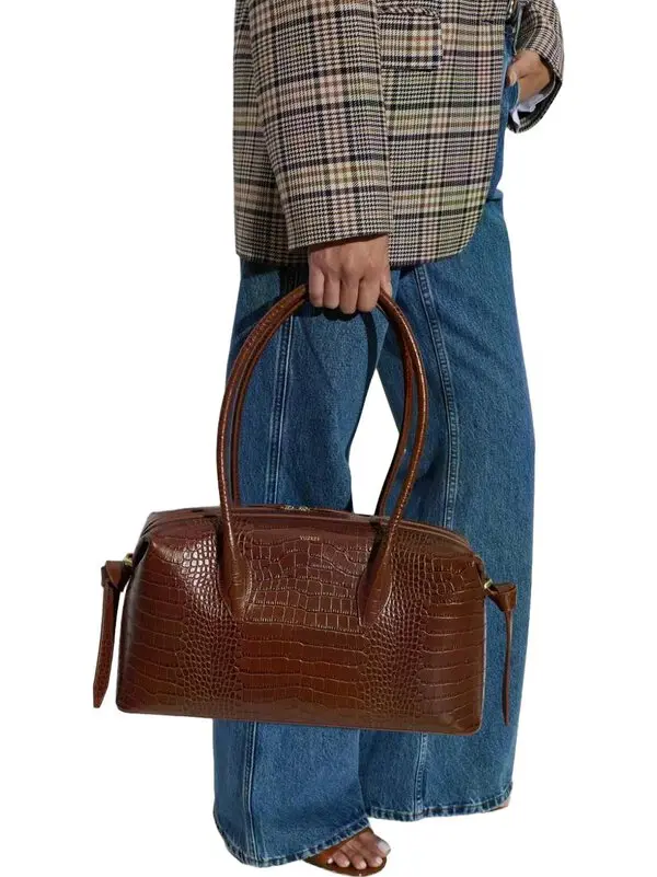Yuzefi Brioche Croc-effect Leather Shoulder Bag - Brown