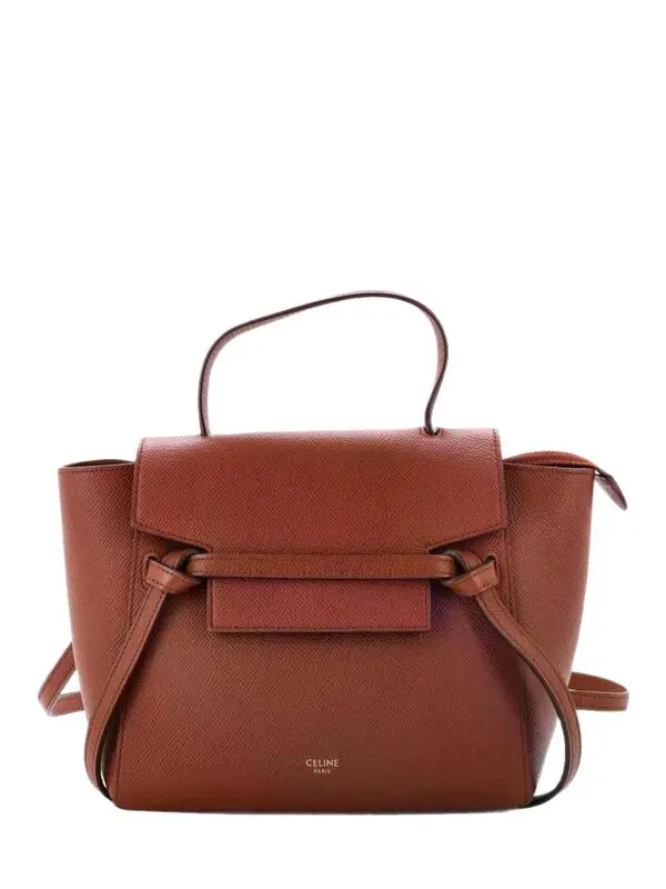 Celine Textured Leather Belt Bag Nano Shoulder Bag - Brown