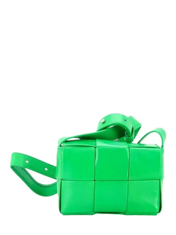 Bottega Veneta Cassette Maxi Intrecciato Leather Crossbody Bag - Green