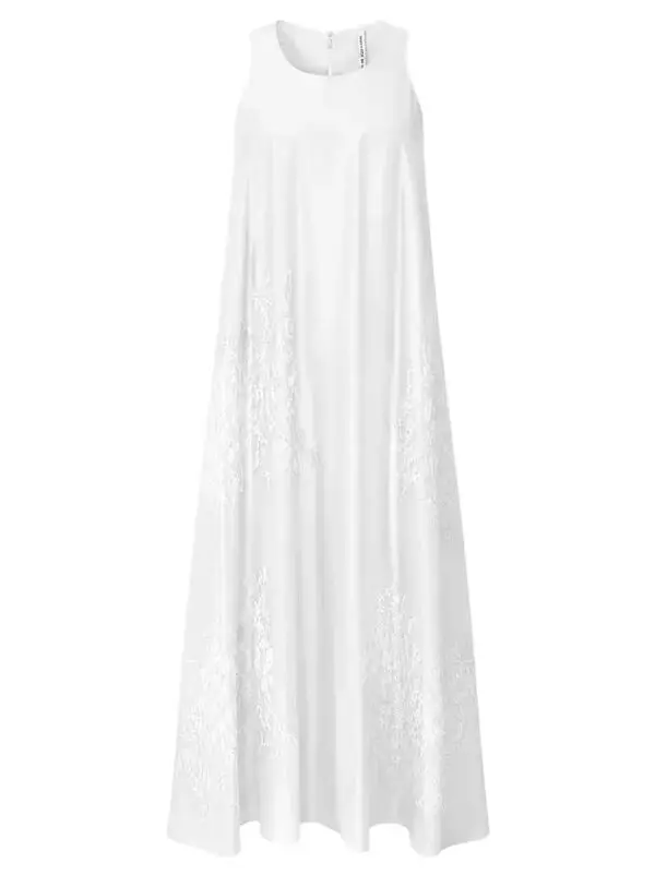 Liviana Conti Selma Sleeveless Midi Dress With Lace Embellishment - White