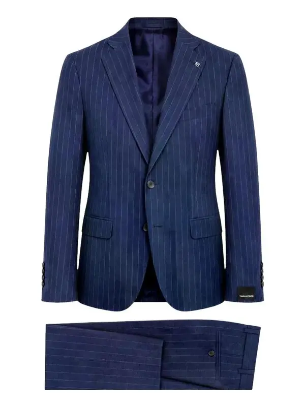 Tagliatore Pinstripe-pattern Single-breasted Suit - Blue