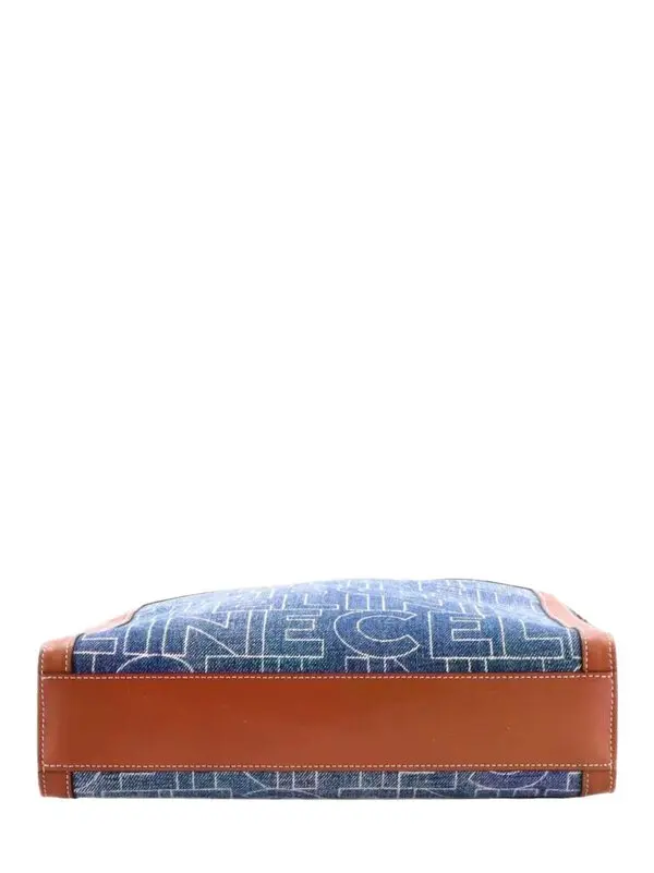 Celine Vertical Cabas Triomphe Denim And Leather Small Tote Bag - Blue