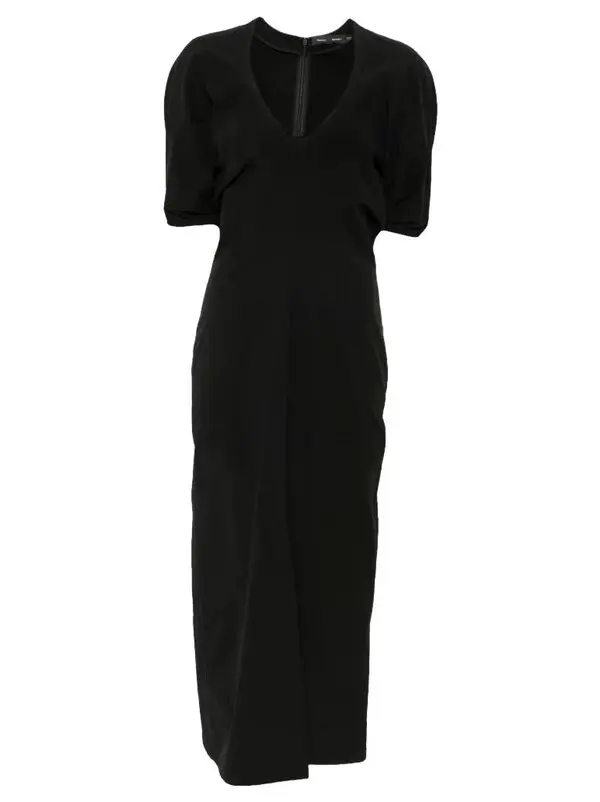 Proenza Schouler Scoop-neck Puff-sleeve Midi Dress - Black