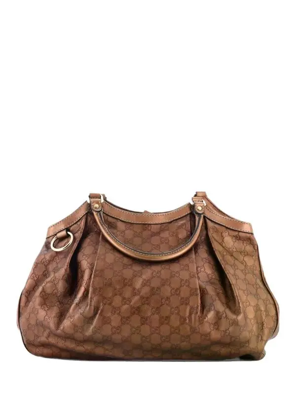 Gucci Sukey Ssima Leather Large Tote Bag - Brown