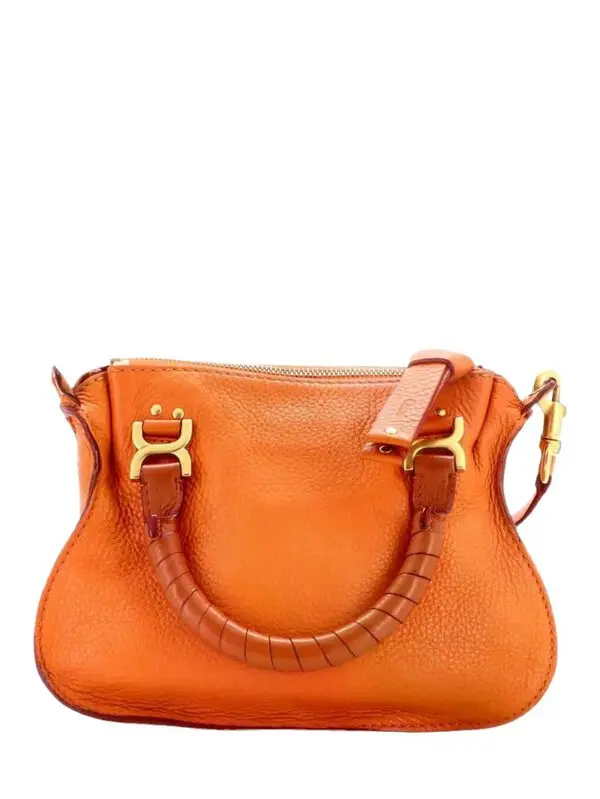 Chloé Marcie Satchel Leather Baby Crossbody Bag - Orange