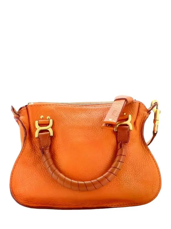 Chloé Marcie Satchel Leather Baby Crossbody Bag - Orange