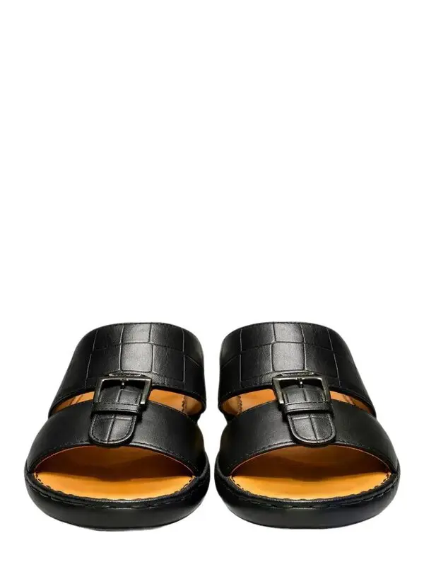 DOUCAL'S Croc-effect Buckle Fastening Sandals - Black
