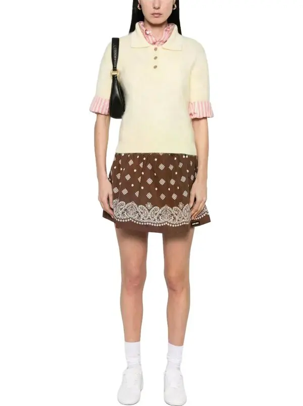 Miu Miu Paisley Print Mini Skirt - Brown