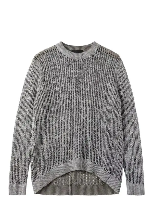 Avant Toi Metallic-effect Mesh-knit Sweater - Grey