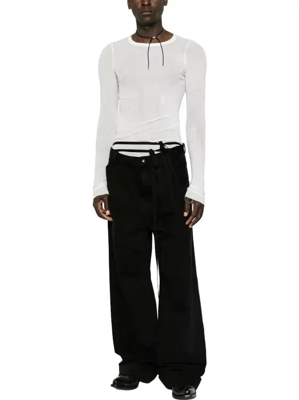 ANN DEMEULEMEESTER Tie-fastening Wide-leg Trousers - Black