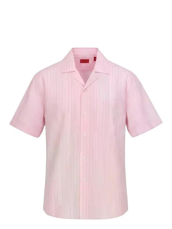Isaia Vertical-stripe Short-sleeve Shirt - Pink