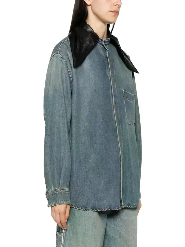 DARKPARK Contrast Collar Denim Shirt - Blue