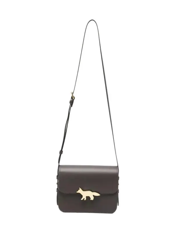 Maison Kitsuné Fox-plaque Leather Shoulder Bag - Brown